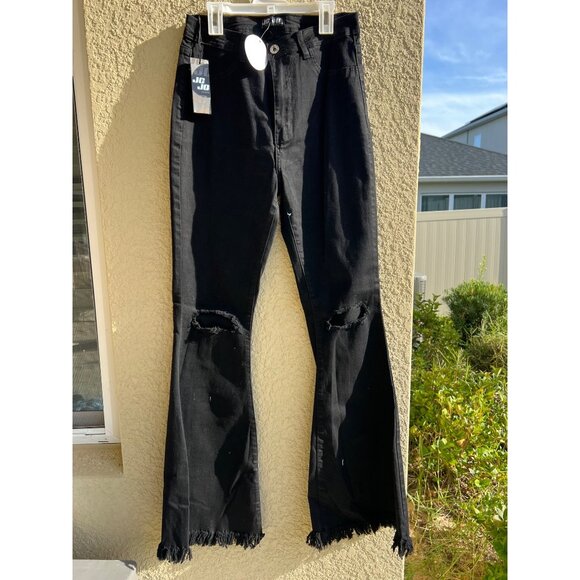 Jeans | Nwt Ripped Distressed Bell Bottom Flare Jeans Fringedbottom ...
